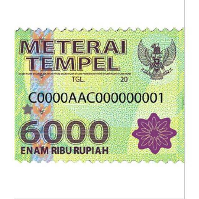 1 LEMBAR METERAI TEMPEL 6000 ASLI POS INDONESIA MATRAI MATERAI | Shopee ...