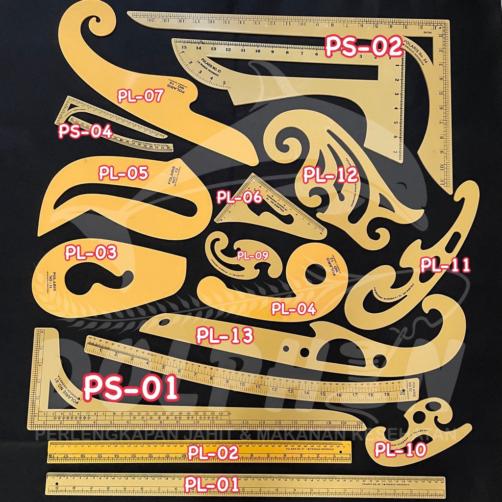 Jual PS-02 Penggaris Pola Siku Kecil & Siku Besar Polaris | Shopee ...