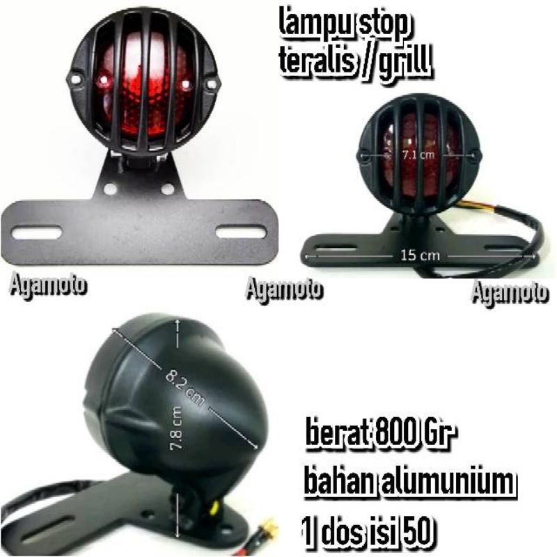 Jual LAMPU STOP BULAT JAPSTYLE GRILL TRALIS STOPLAMP CUSTOM CAFERACER ...