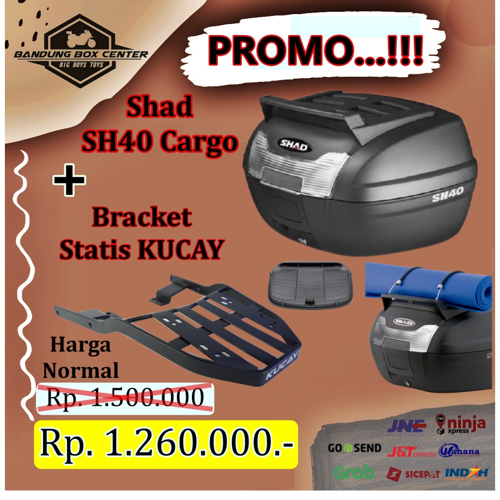 Jual PROMO Paket Box Motor Shad SH40 Cargo & Bracket Statis KUCAY Shad ...