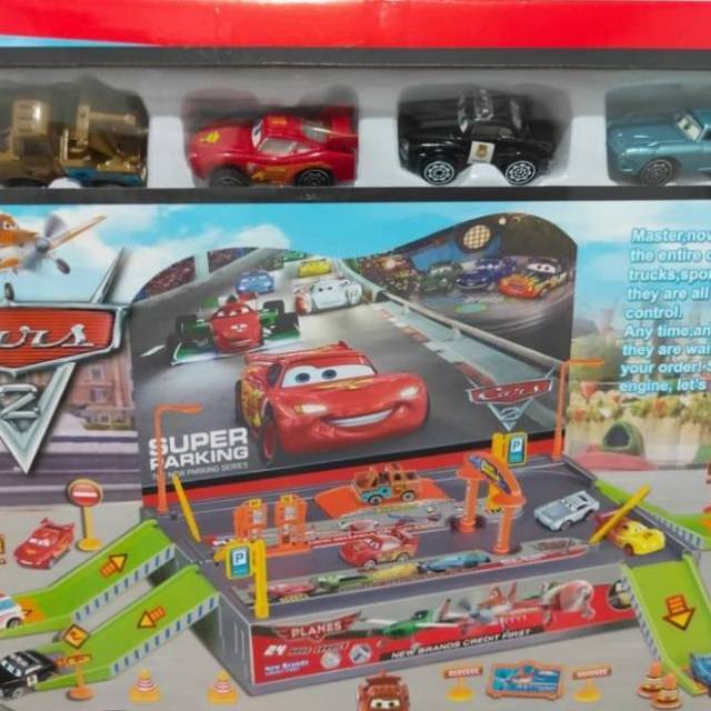 Jual Disney McQueen New Parking Garage Track +4 Cars Set CB660-80 ...