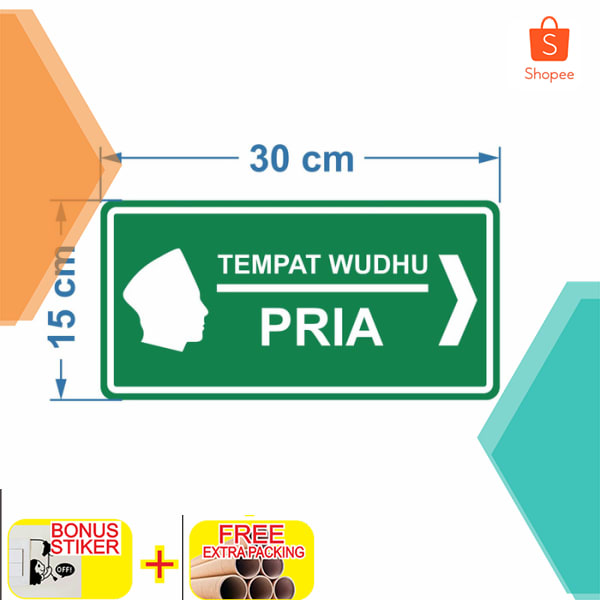 Jual Rambu Sign Plang Petunjuk Arah Tempat Wudhu 30cm x 15cm Akrilik ...