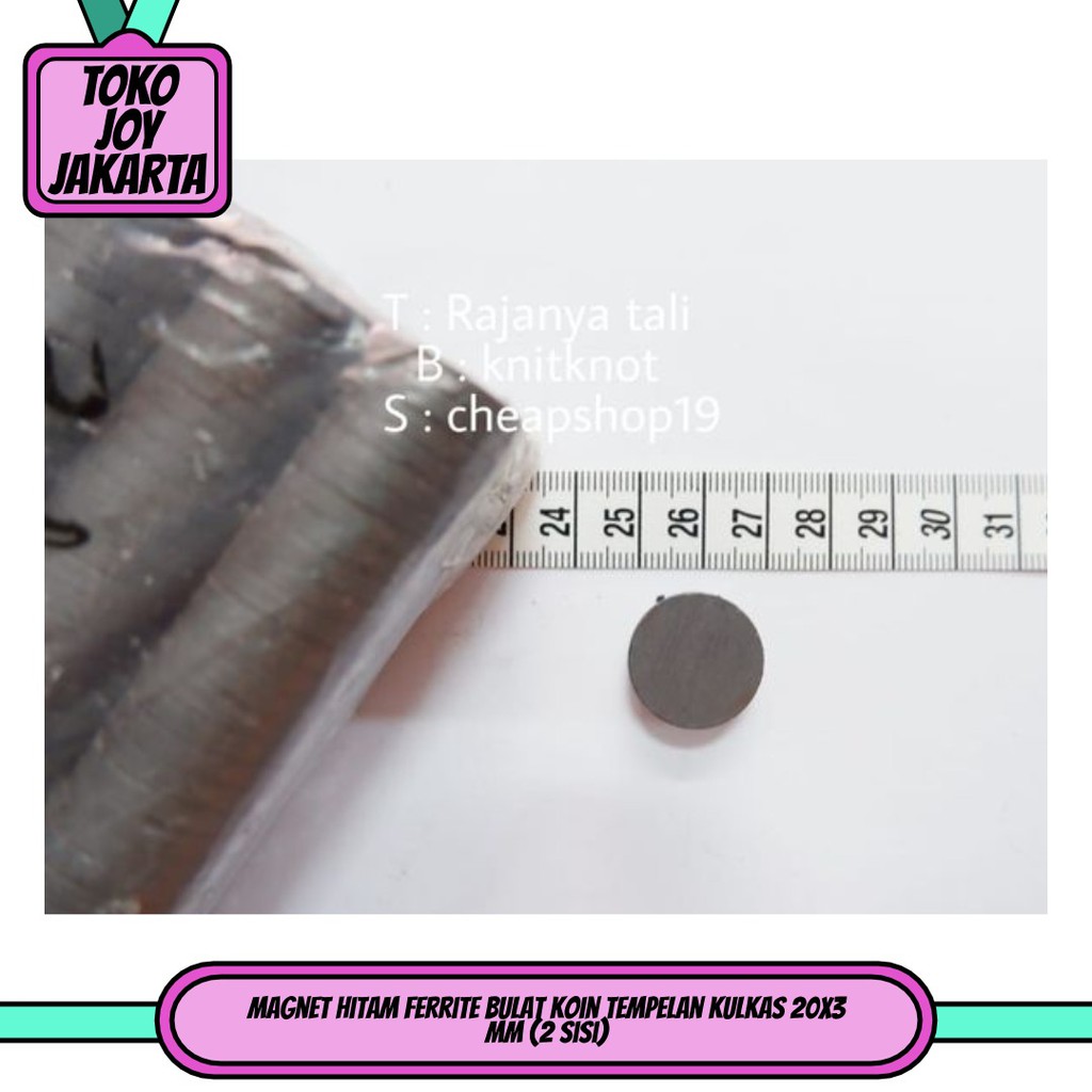 Jual Magnet Hitam Ferrite Bulat Koin Tempelan Kulkas 20x3 mm (2 sisi ...