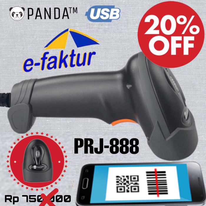 Jual Handheld 2D Panda PRJ-830 Imager Area Barcode Scanner QR Code USB ...