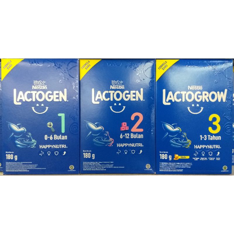 Jual lactogen & lactogrow nestle tahap 1,2 & 3 180gr | Shopee Indonesia
