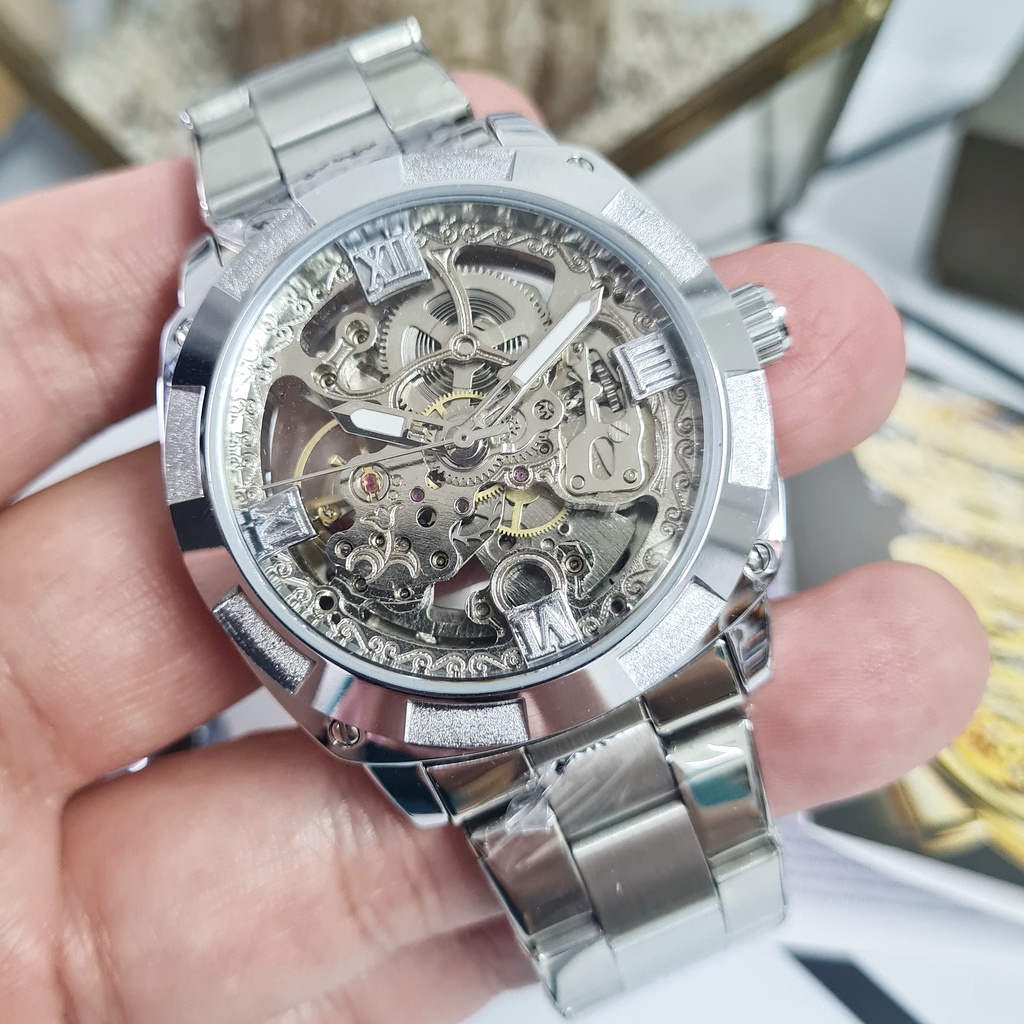 Jual (COD) Jam Tangan Pria Original FORSINING Invisible Skeleton ...