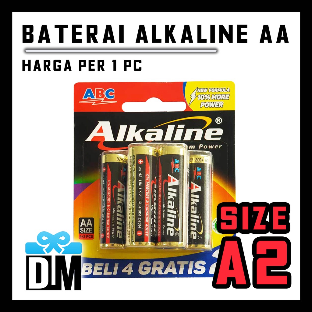 Jual Batu Baterai Batre Battery size Ukuran AA atau A2 merk Alkaline ABC Kualitas Terbaik ...