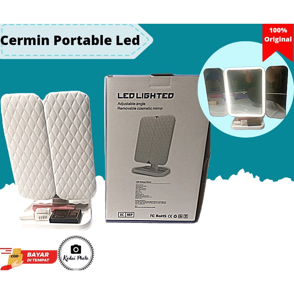 Jual CERMIN PORTABLE LED / CERMIN RIAS / CERMIN MAKEUP | Shopee Indonesia