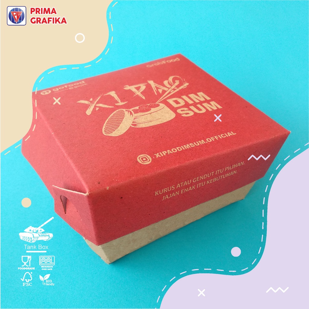 Jual Custom Mini Box Takoyaki Box Dimsum 12x12x5 Kraft - Paperbox ...