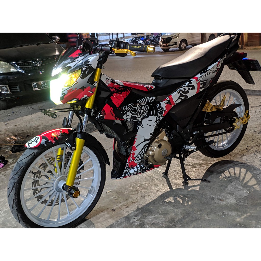 Jual Stiker Satria F150 Decal Fullbody Premium Geisha Red White Doff ...