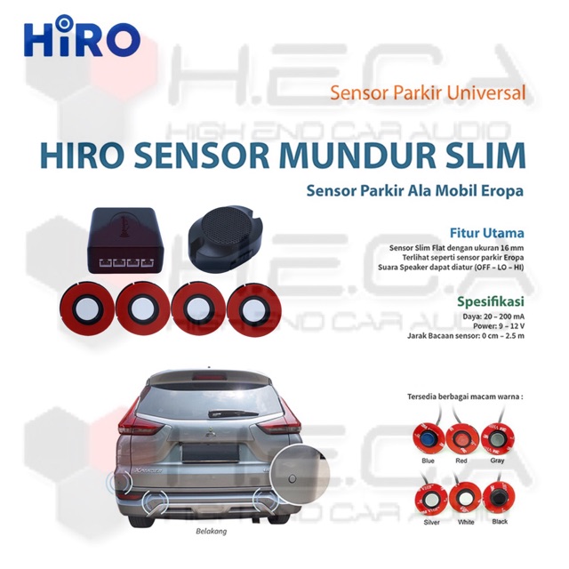 Jual HIRO Sensor Mundur SLIM Gaya Mobil Eropa Parking Sensor Parkir 4 ...