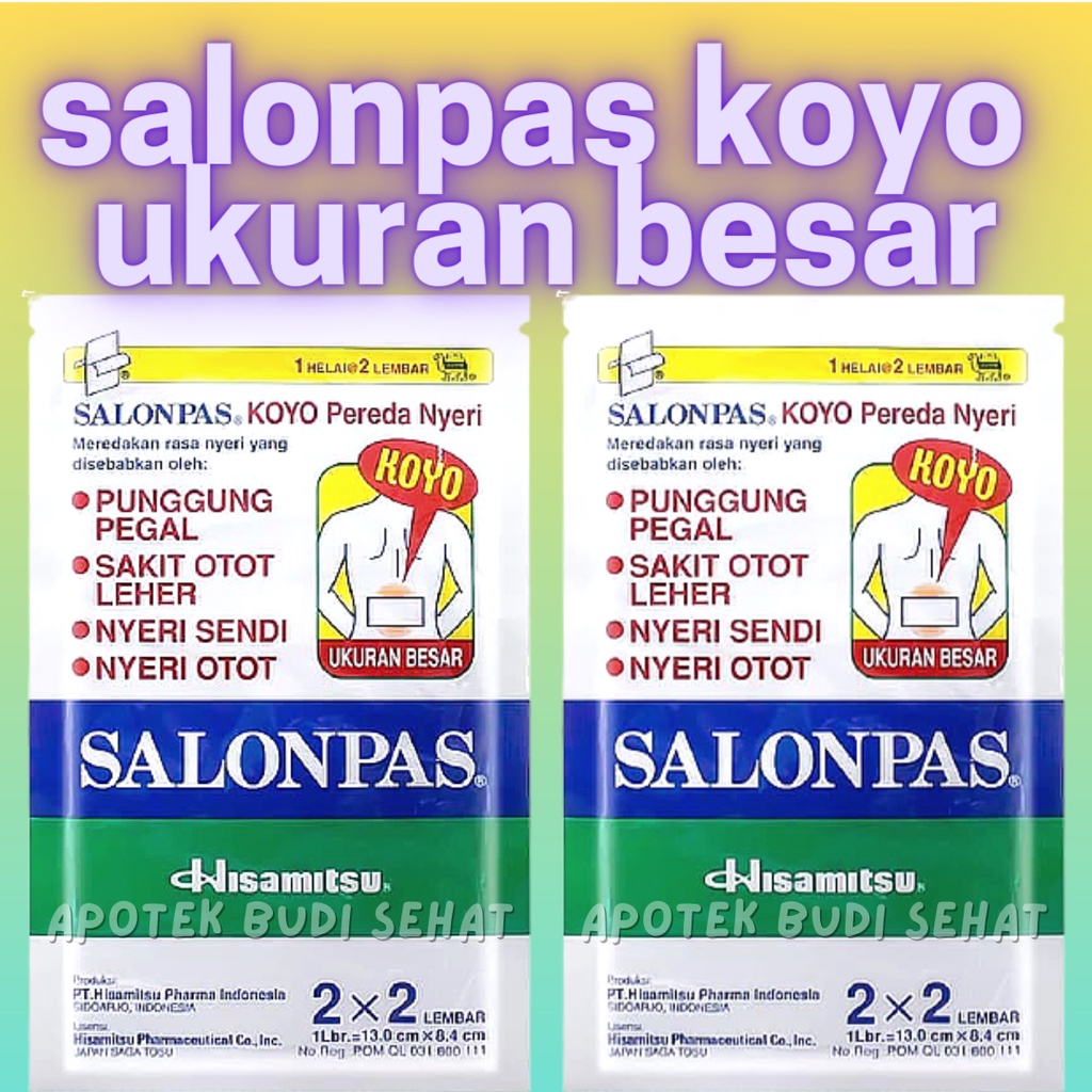 Jual Salonpas Koyo Ukuran Besar 13x8.4cm Koyo Pereda Nyeri Sachet isi 4 ...