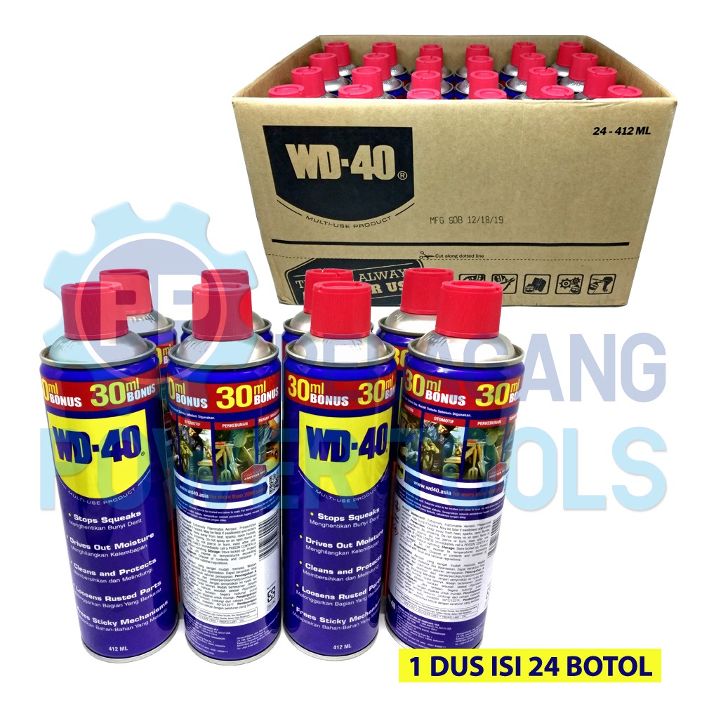 Jual WD-40 412 ML PELUMAS ANTI KARAT WD 40 412ML WD40 PENETRAN 1 DUS 24 PCS Indonesia|Shopee ...