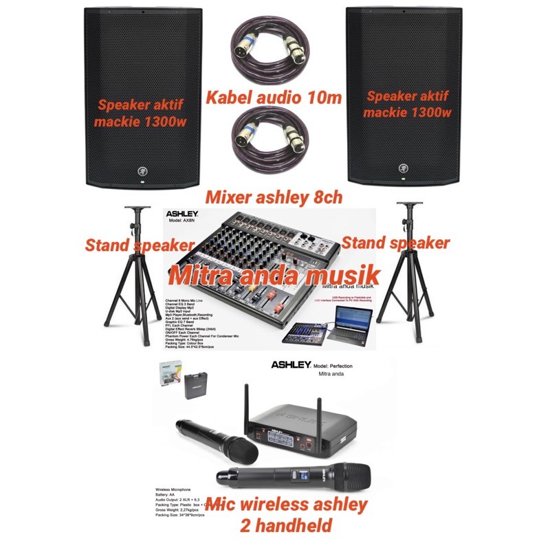 Jual paket sound system outdoor indoor usb bluetooth ashley mackie ...