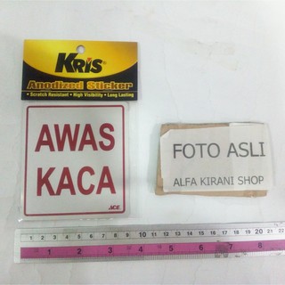 Jual sticker "AWAS KACA" label sign stiker gambar tempel di pintu atau ...