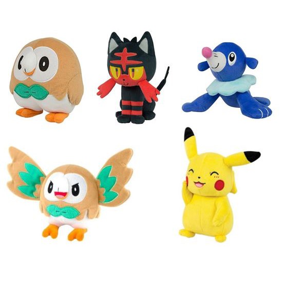 Jual READY ORIGINAL TOMY Boneka Rowlet Litten Popplio Pikachu 20cm starter Pokemon Sun Moon ...