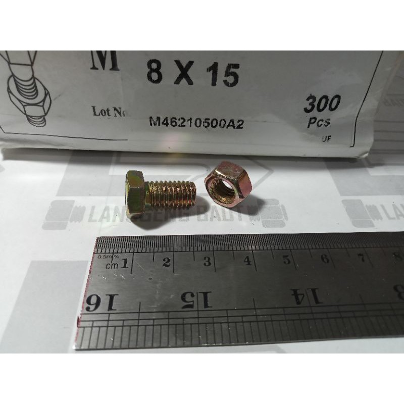 Jual Baut Mur M8 X 15 / 1,5cm Kunci 12 Kuning / Baut Siku Lubang BMK M8x15 | Shopee Indonesia