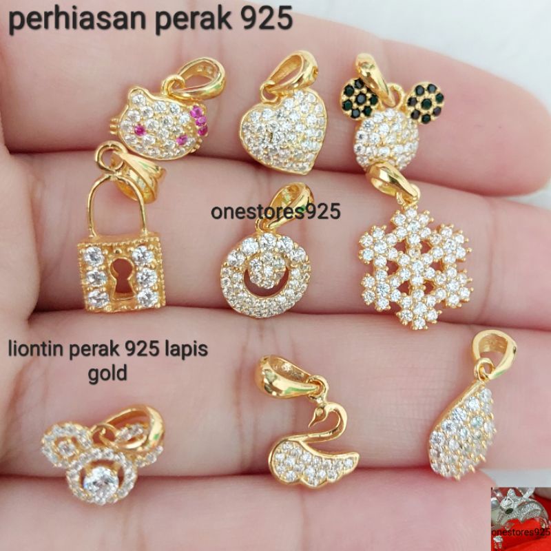 Jual Liontin Perak Asli Silver 925 Mickey Mouse Hello Kitty Love Kecil ...