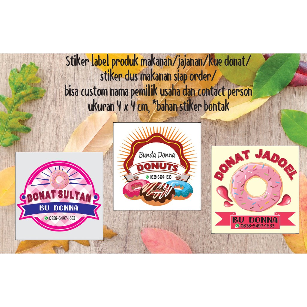 Stiker label produk makanan/jajanan/kue donat/stiker dus makanan siap ...