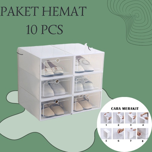 Jual Box Sepatu Tempat Penyimpanan Sepatu Sendal Box Sepatu Transparan ...