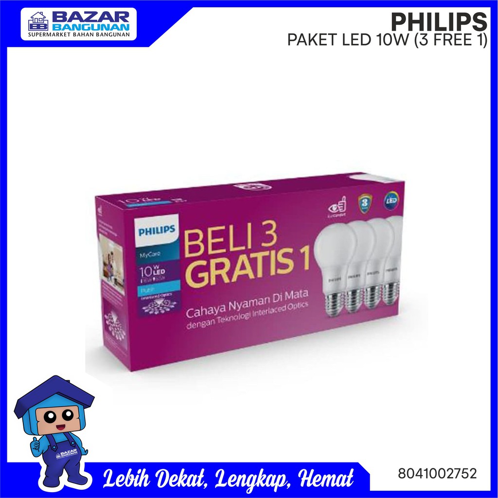 Jual Philips - Paket Lampu Bohlam Led 10 Watt / 10 W / 10W 3 Gratis 1 | Shopee Indonesia