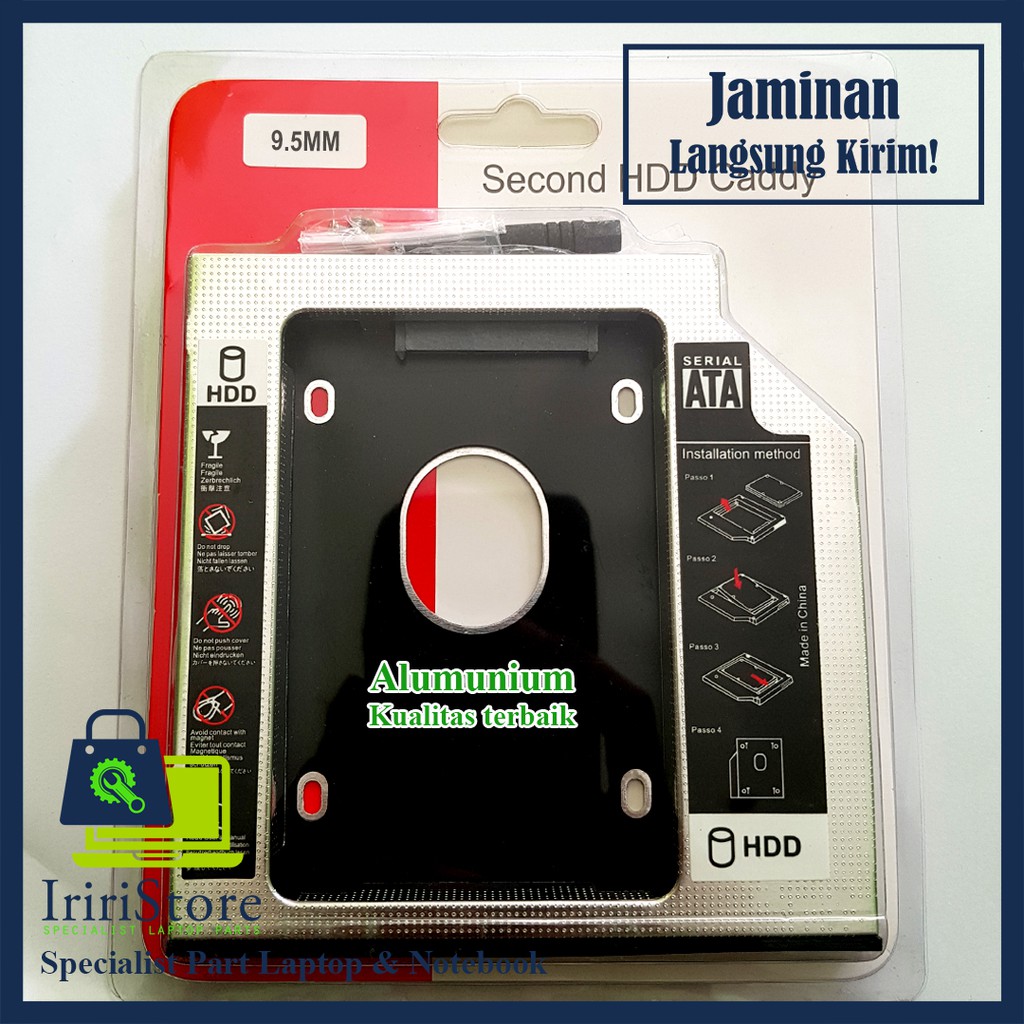 Jual SSD HDD Caddy Slim 9.5MM SATA Converter Slot DVD Laptop Alumunium ...