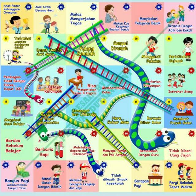Jual Ular Tangga serta Dadu Asyik Sekolah Jumbo 2x2m Ada Motif geser ...
