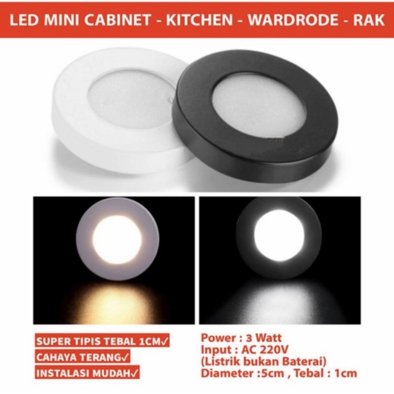 Jual lampu lemari led panel downlight tempel outbow bulat 3 watt 3w ... Jual lampu lemari led panel downlight tempel outbow bulat 3 watt 3w ...