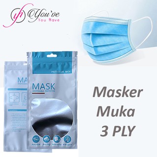 MASKER MEDIS MULUT DISPOSABLE 3PLY PREMIUM 10PCS / MASKER EARLOOP 3PLY ...