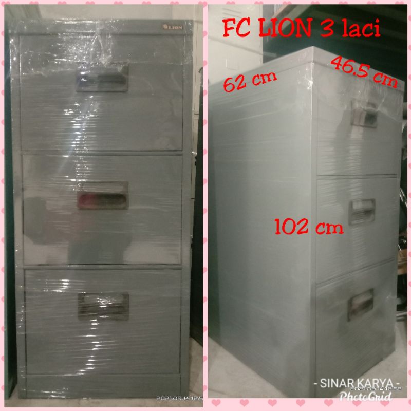 Jual Filling Cabinet LION 3 laci Filing Kabinet Lemari plat besi tebal ...