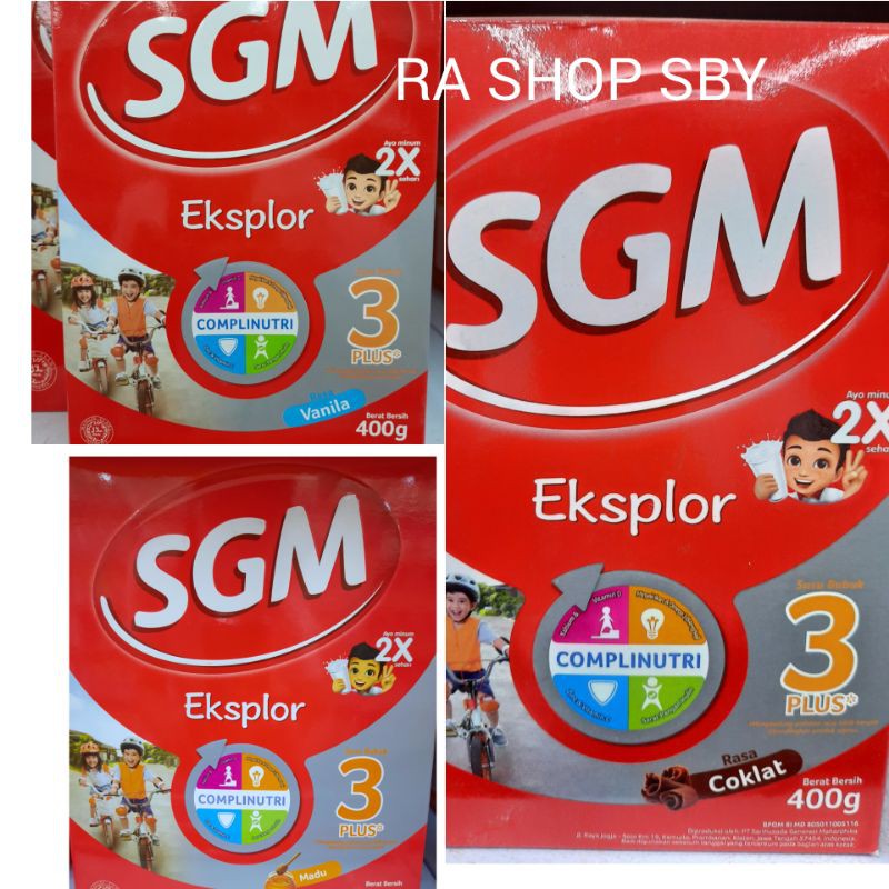 Jual SUSU SGM EKSPLOR +3 400gram VANILA/MADU/COKLAT | Shopee Indonesia