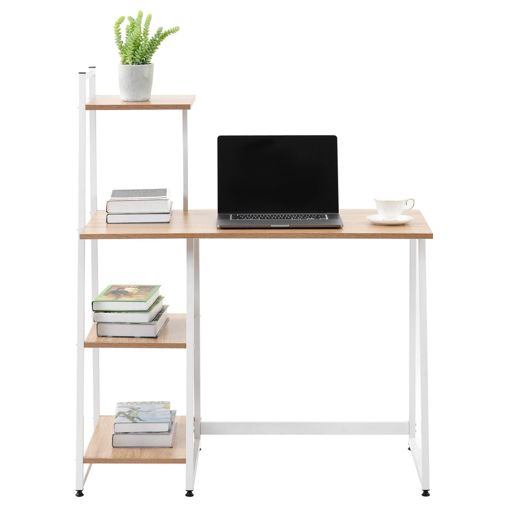 Jual Meja Komputer Gaming PC Dengan Rak Penyimpanan 4 Tingkat Rak Buku ...