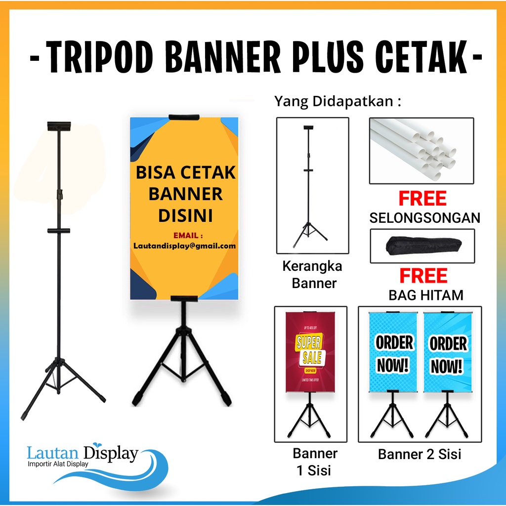 Jual Tripod Standing Banner Plus Cetak Flexi Banner Standard Albatros