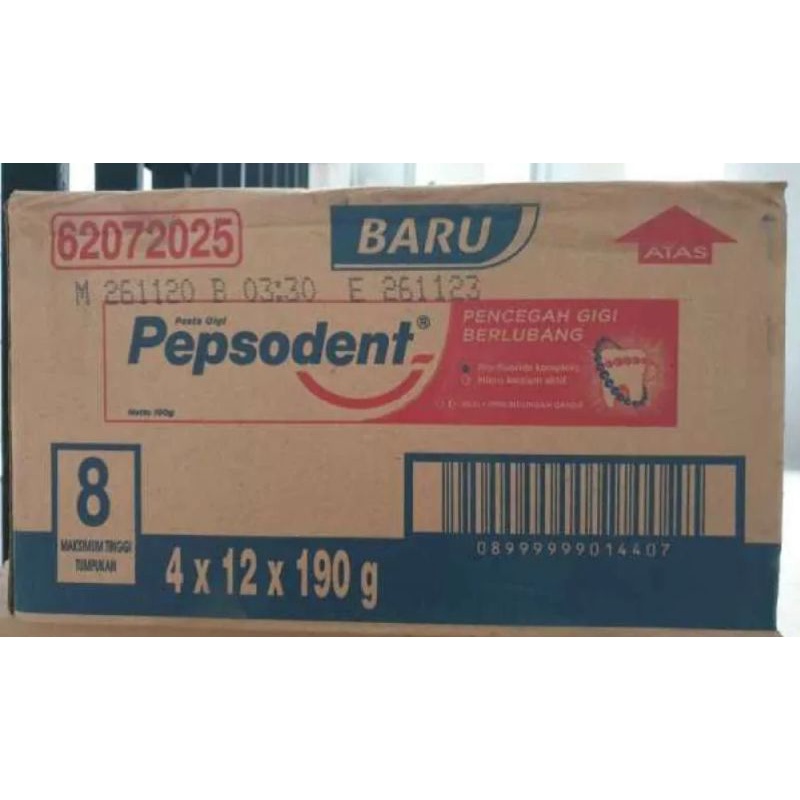 Jual Odol Pembersih Pasta Gigi Pepsodent 190 gram Dus Karton isi 4 pak ...