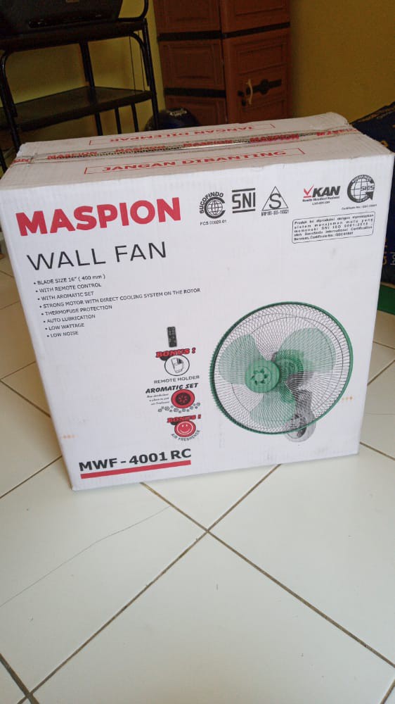 WALL FAN / KIPAS ANGIN DINDING REMOTE MASPION 16" 4001 RC | Shopee ...