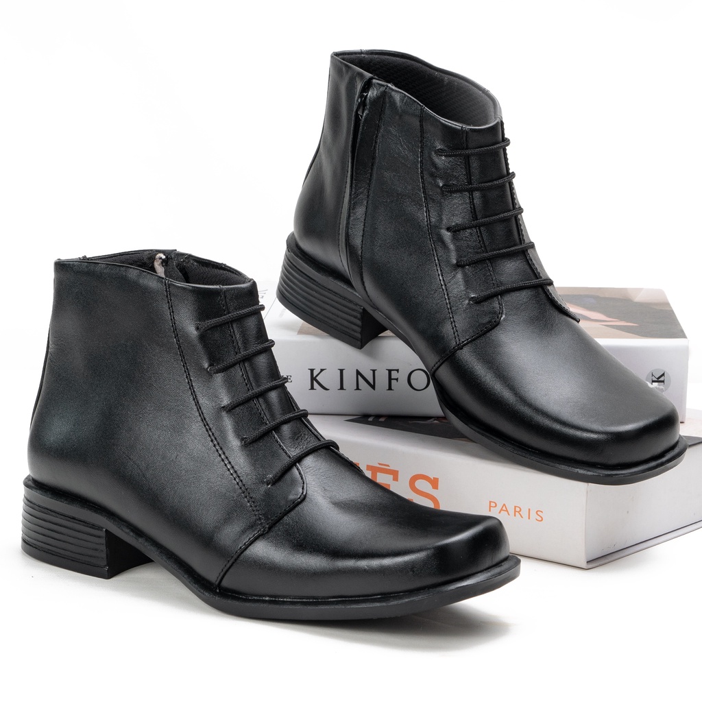 Jual Sepatu Boots Wanita Formal Bot Hak 3cm PDH PDL Cewek Kulit Asli ...