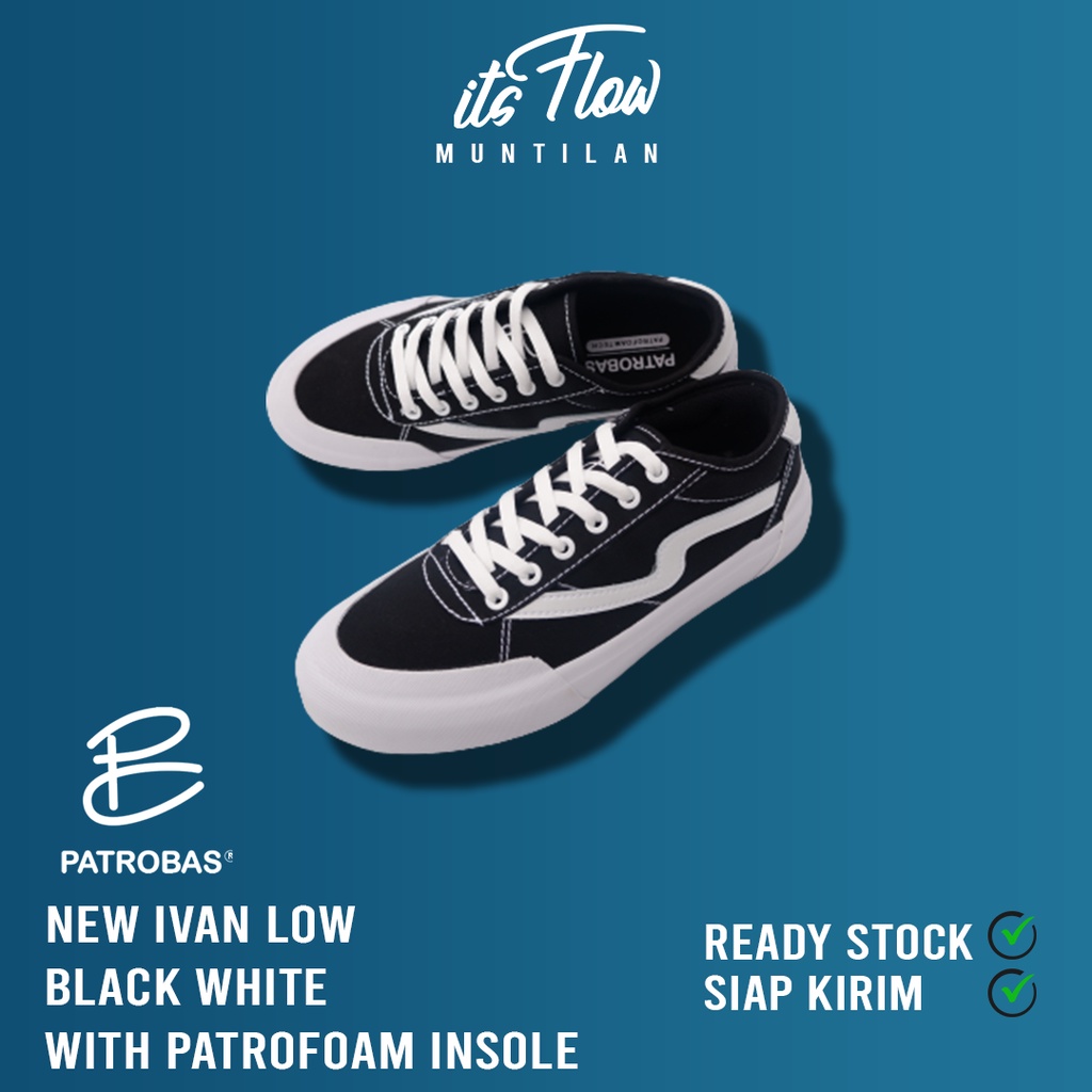 Jual Sepatu Patrobas New Ivan Low Black/White Original Itsflow ...