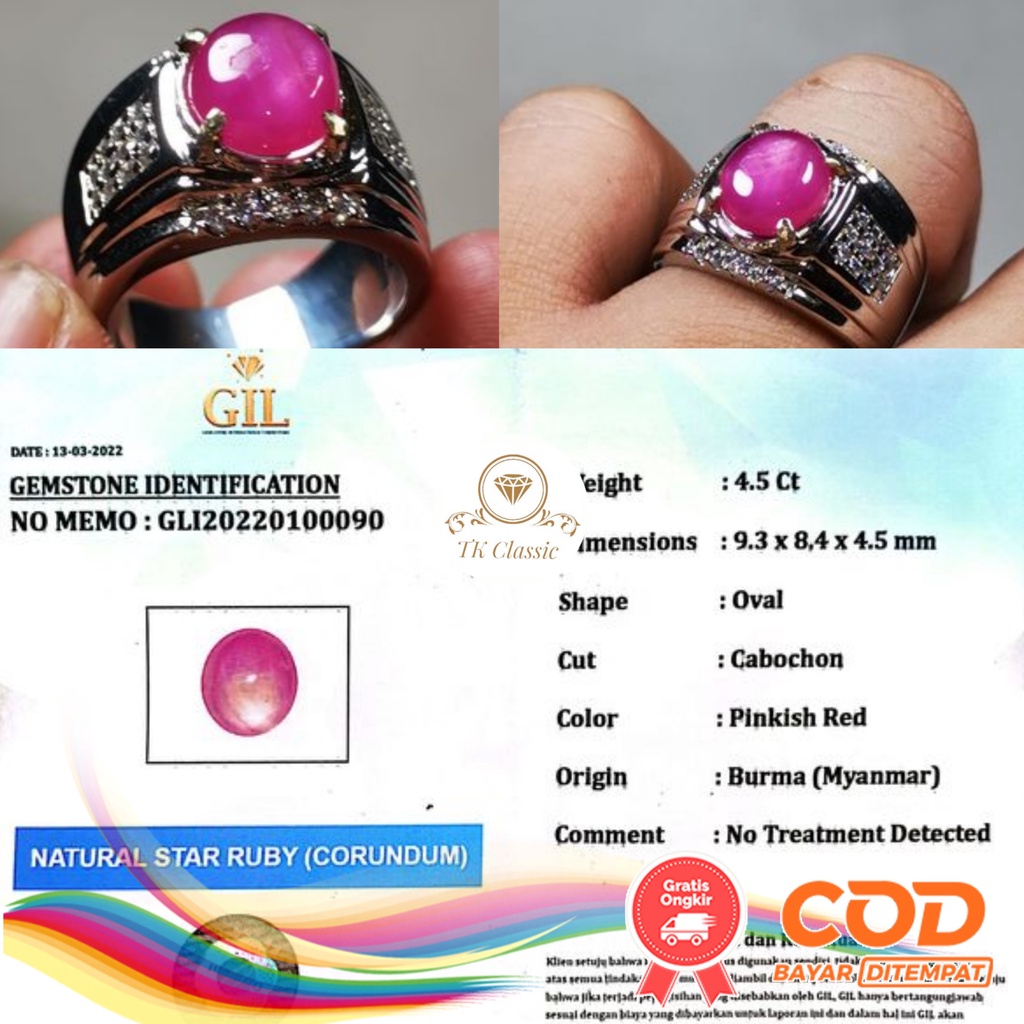 Jual NATURAL BATU PERMATA RUBY BURMA STAR FATKWA SUPER MULUS GARANSI INCLUDE MEMO GIL GEMS LAB ...