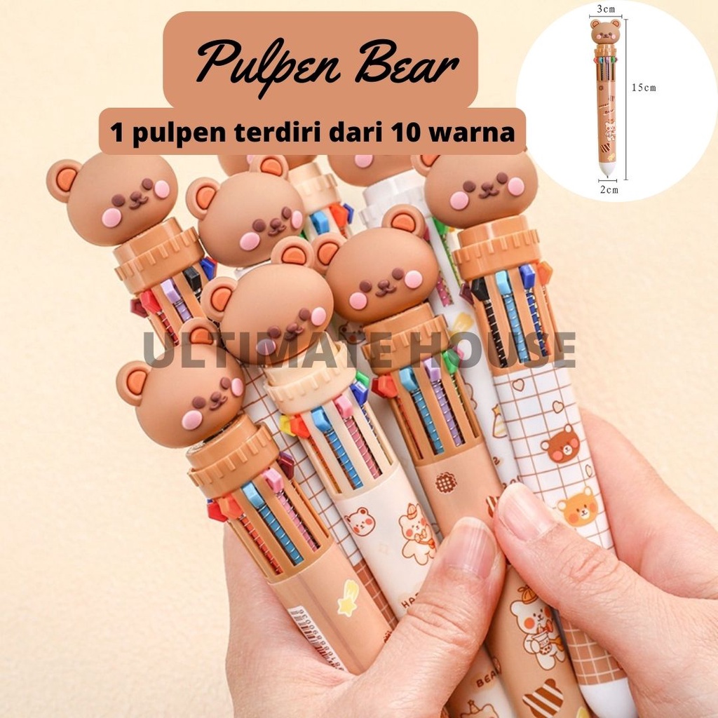 Jual Pulpen Beruang 10 Warna Pen Bolpen Pulpen Karakter Lucu | Shopee ...