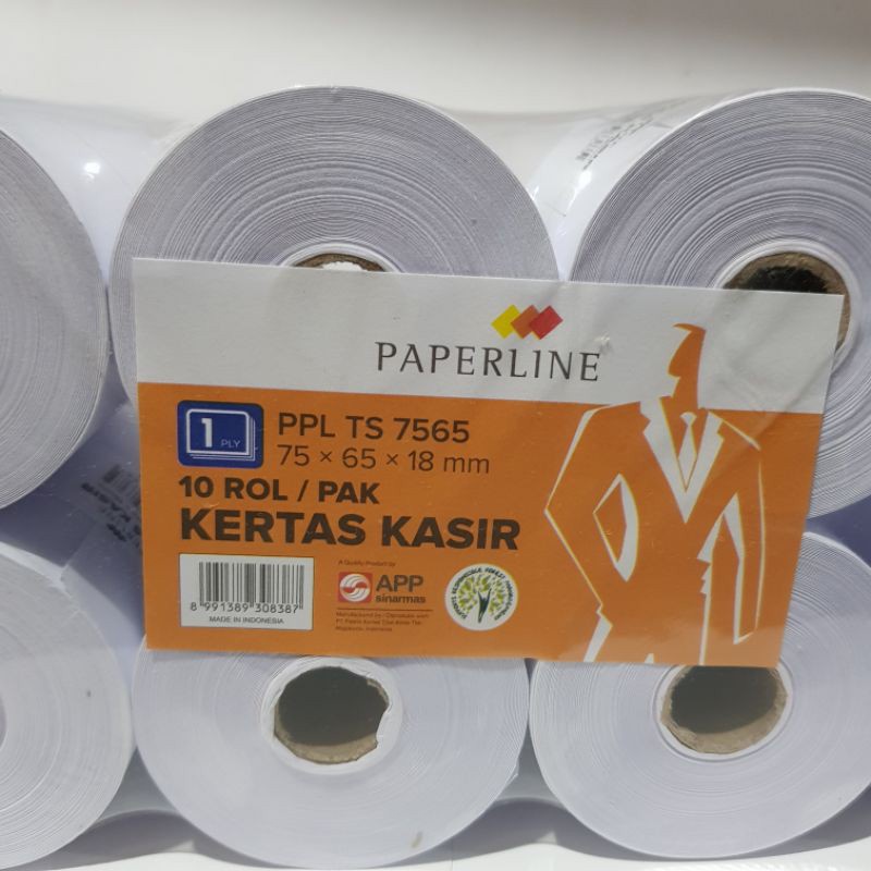 Jual KERTAS KASIR / Kertas Thermal PAPERLINE 75X65X18 MM 1 PLY | Shopee ...
