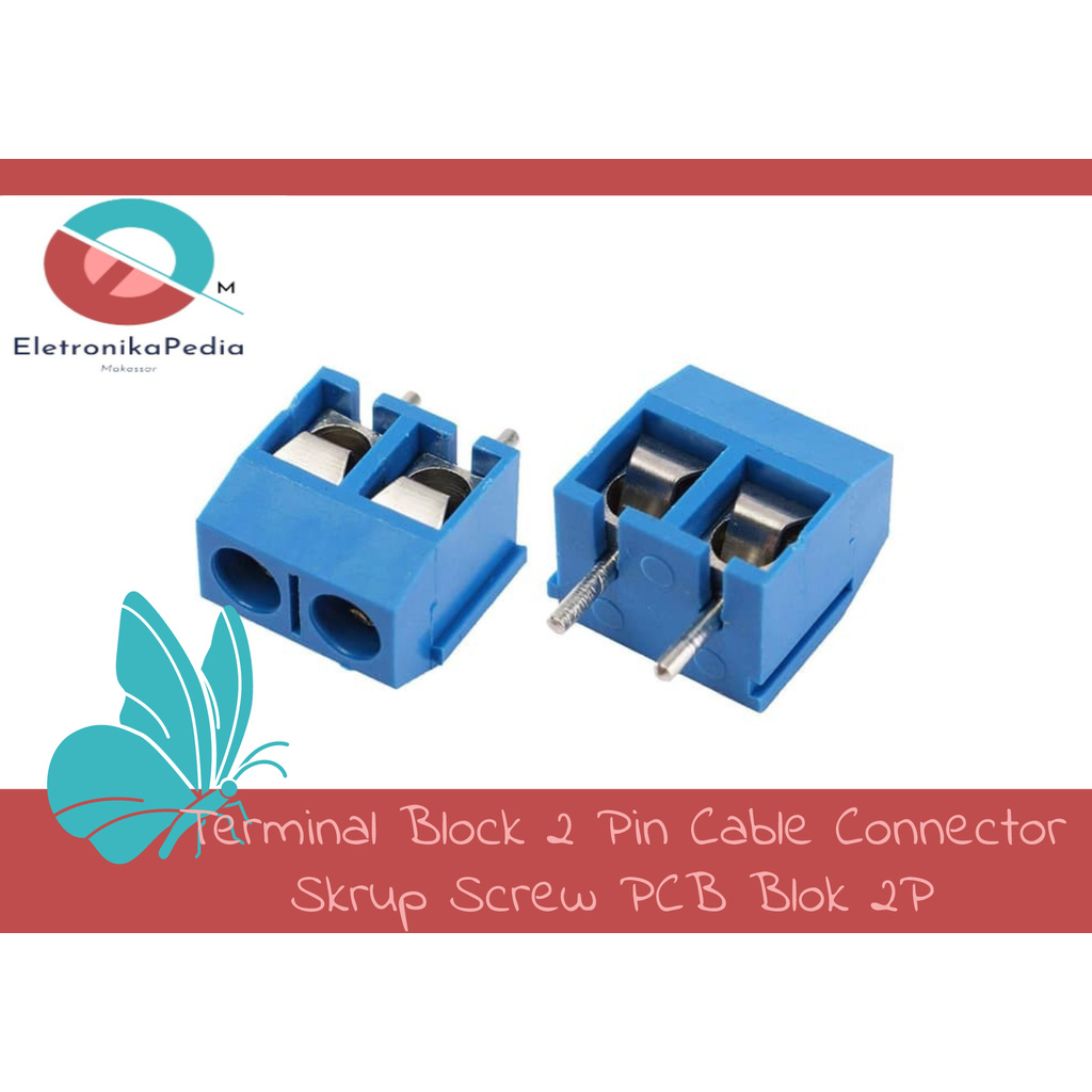 Jual Terminal Block 2 Pin Cable Connector Skrup Screw PCB Blok 2P Pitch ...