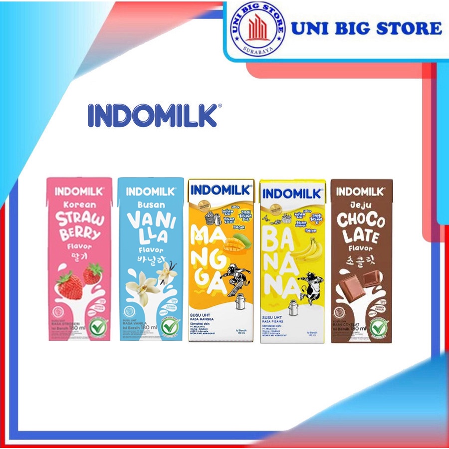Jual Indomilk Susu UHT Strawberry - Chocolate - Vanilla - Banana ...
