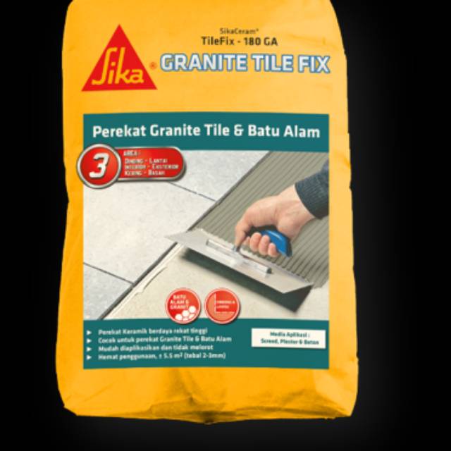Jual SEMEN PEREKAT GRANITE TILE & BATU ALAM SIKACERAM 180 TILEFIX 180GA ...