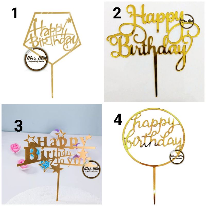 Jual Topper Cake Ulang Tahun / Topper Cake Happy Birthday / Cake Topper ...