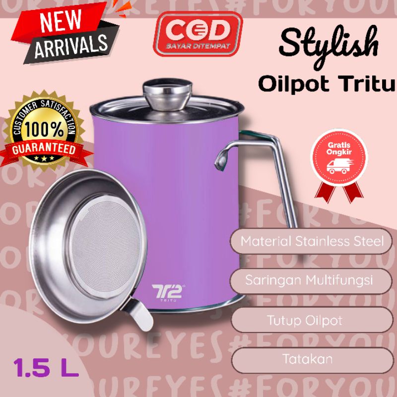Jual Tritu Oilpot Wadah Penyaring Minyak Kapasitas 1.5 Liter Tempat ...