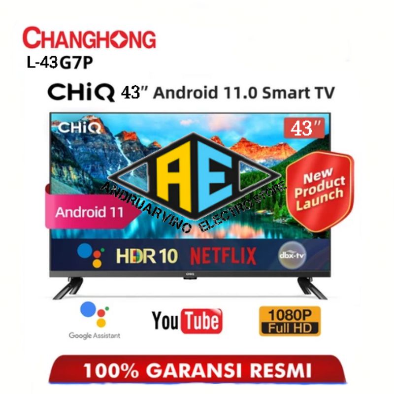 Jual Changhong CHiQ L43G7P LED TV 43" Frameless Android 11 Digital TV ...