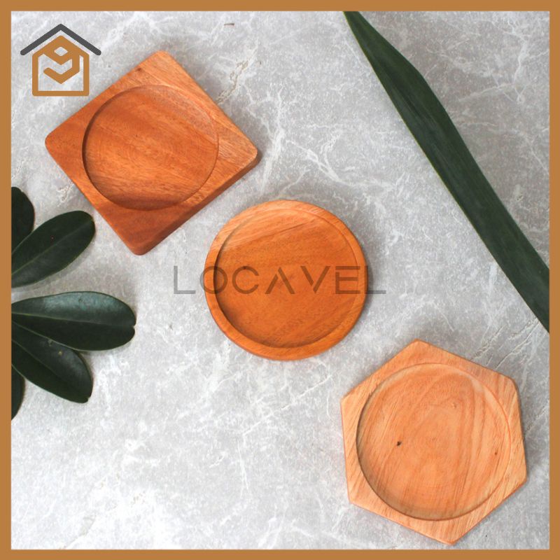 Jual LOCAVEL Coaster Kayu Mahoni / Tatakan Gelas Kayu Mahoni / Alas ...