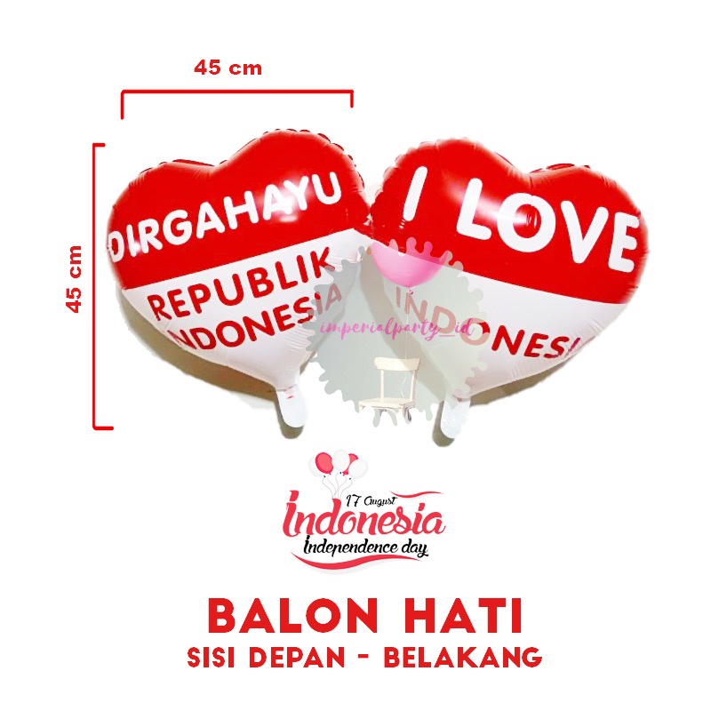 Jual Balon Foil Love Hati Merah Putih DIRGAHAYU HUT RI 17 AGUSTUS ...