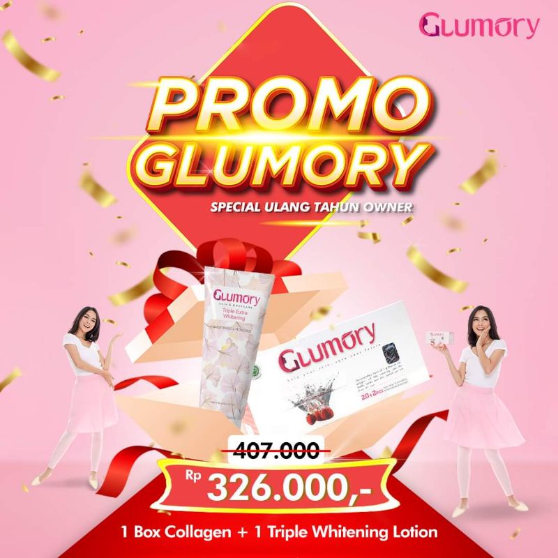 Jual Glumory collagen dan Glumory Brightening Lotion Paket | Shopee ...