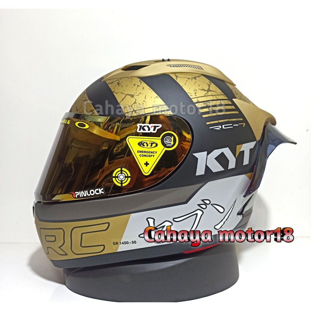 Jual PAKET GANTENG HELM KYT RC7 RC SEVEN #17 BLACK GOLD MATT|KYT FULL ...
